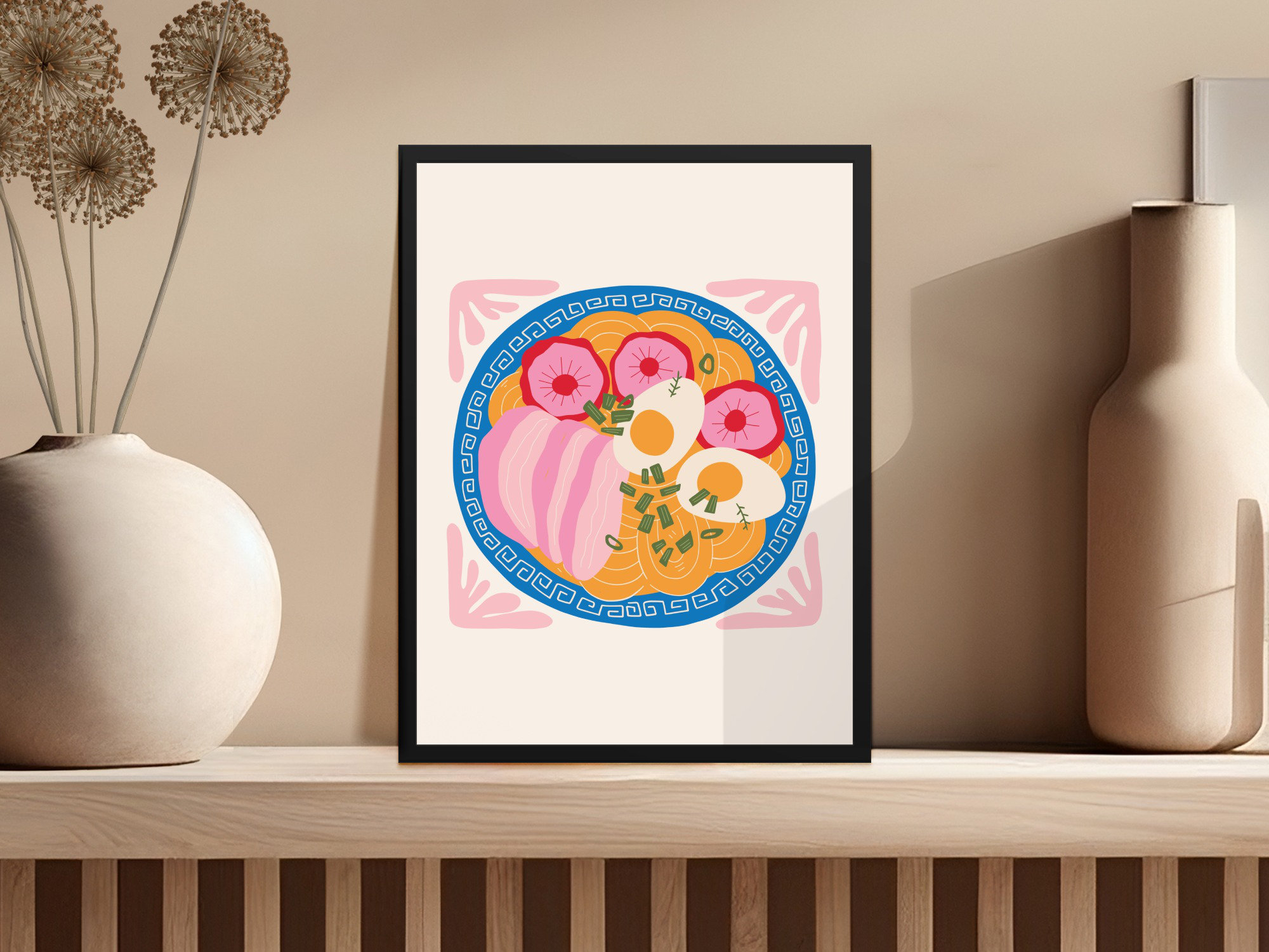 Ivy Bronx Delicious Ramen Bowl Art Illustration Home Decor Framed ...