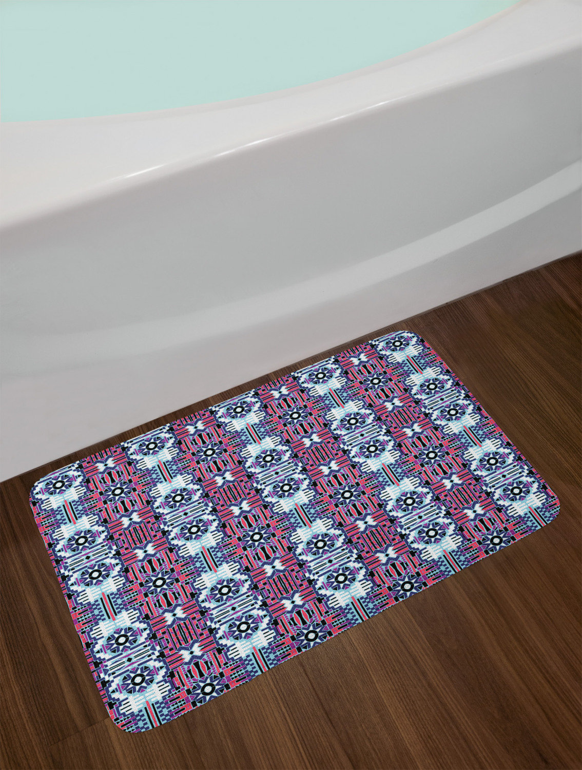 East Urban Home Rhythmic Abstract ized Primitive Tribal Bath Rug | Wayfair