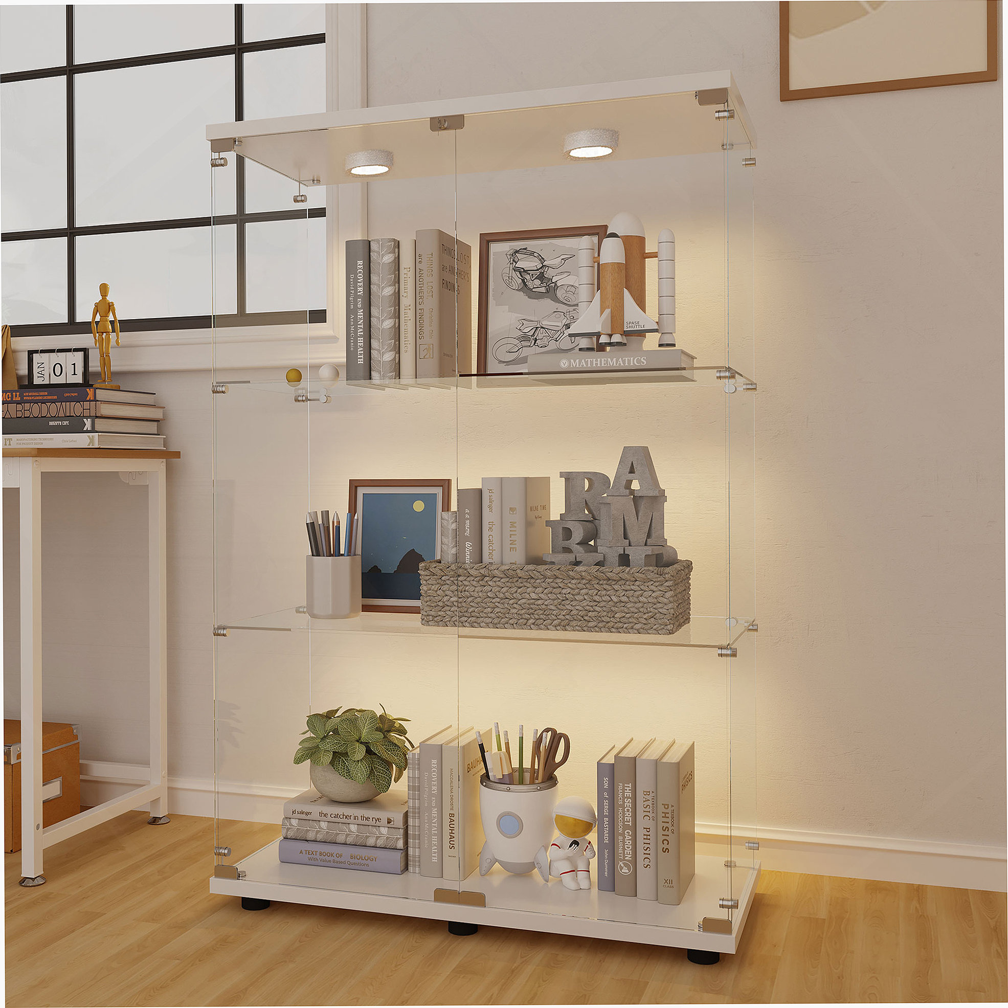 Ivy Bronx Tempered Glass Display Cabinet,Wine Cabinet,storage Cabinet ...