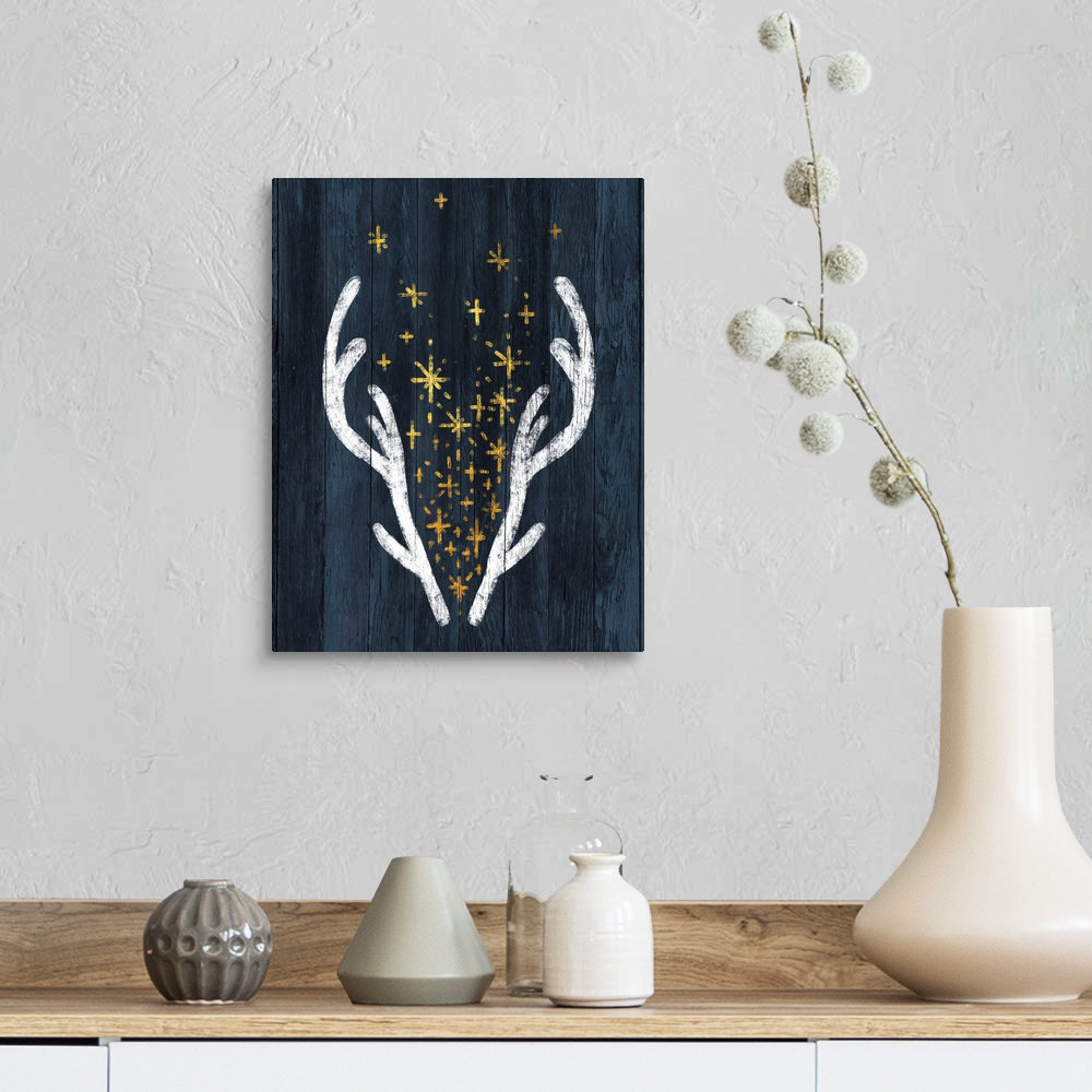 The Holiday Aisle® Antlers & Magic - Painting Print on Canvas | Wayfair