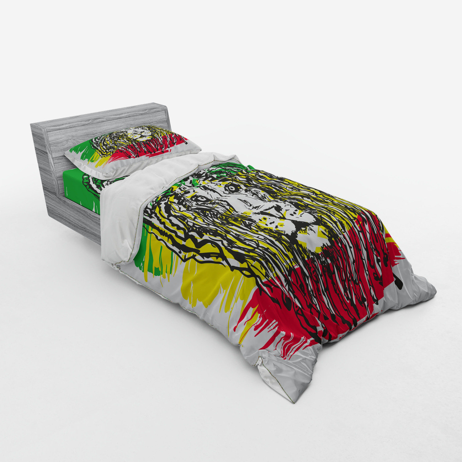 Ambesonne Rasta Ethiopian Culture Hair Lion Head Portrait Grunge ...