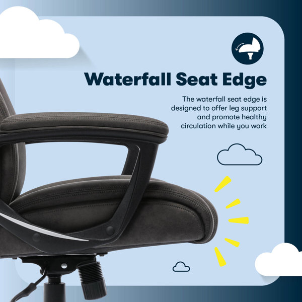 Serta Comfort Eco Office Chair, Ergonomic Mid-Back, Semi-Plush Seat ...