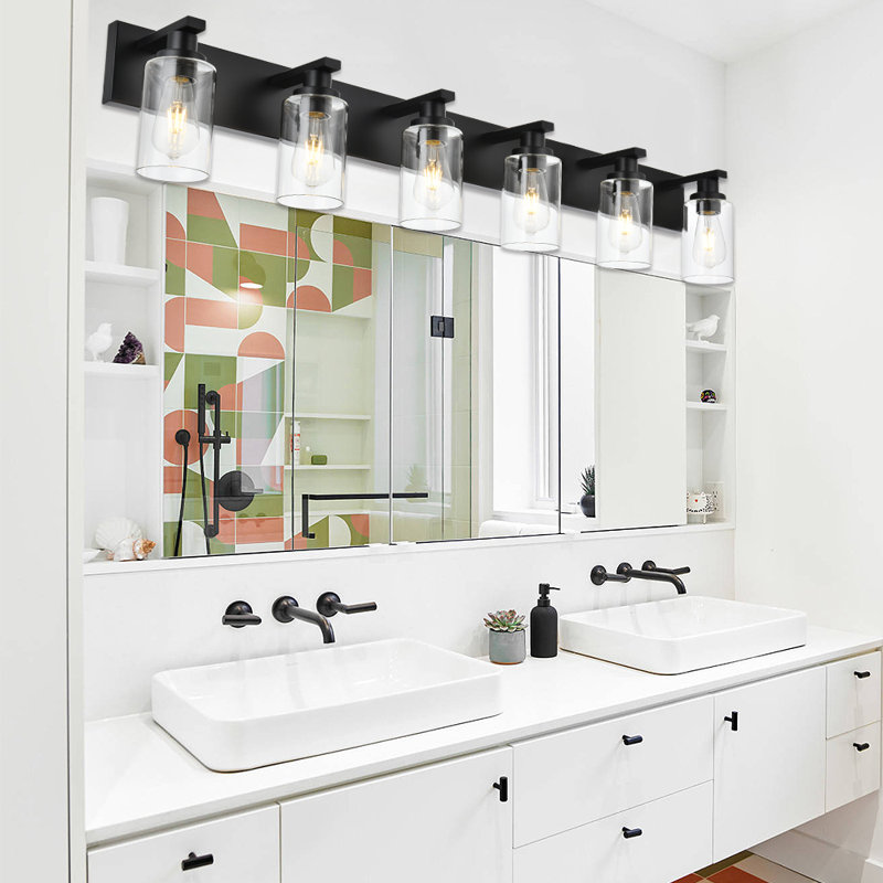 Latitude Run® Modern 6-Light Vanity Lighting Black Bathroom Light With ...
