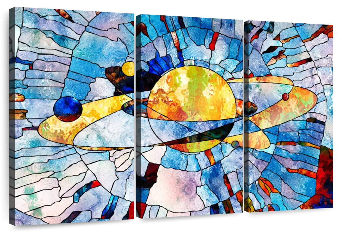 Ebern Designs Oberle Stained Glass Saturn | Wayfair
