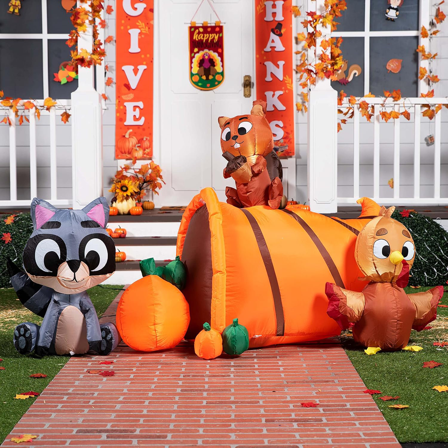 The Holiday Aisle® 7 FT Long Inflatable Woodland Animals With ...