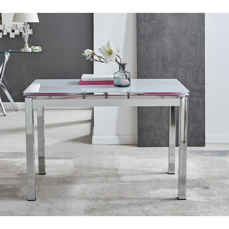 The Twillery Co.® Wolcott Ana Luxury Glass and Chrome Extendable Dining ...