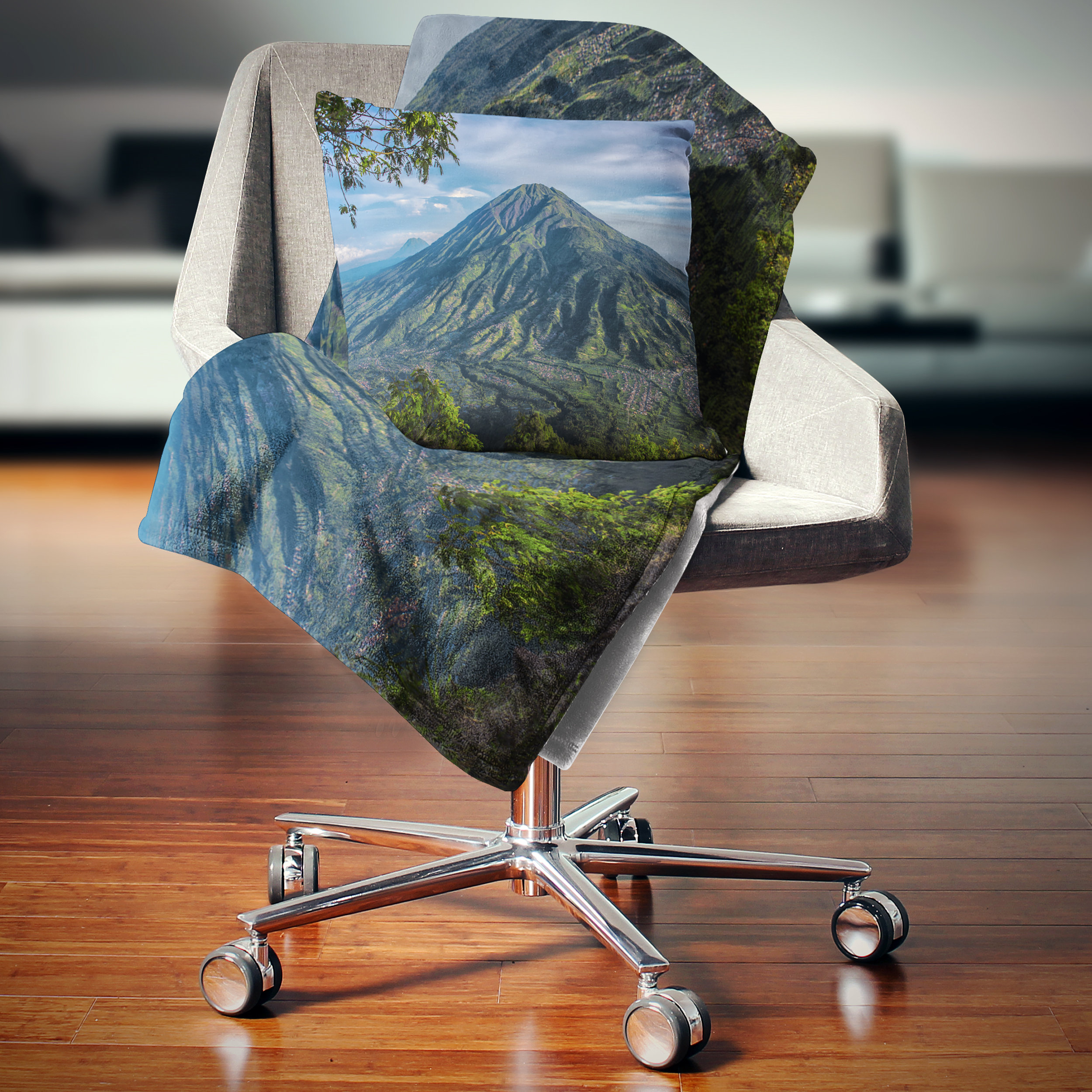 Design Art Merbabu Volcano in Java - Landscape Printed Pillow | Wayfair