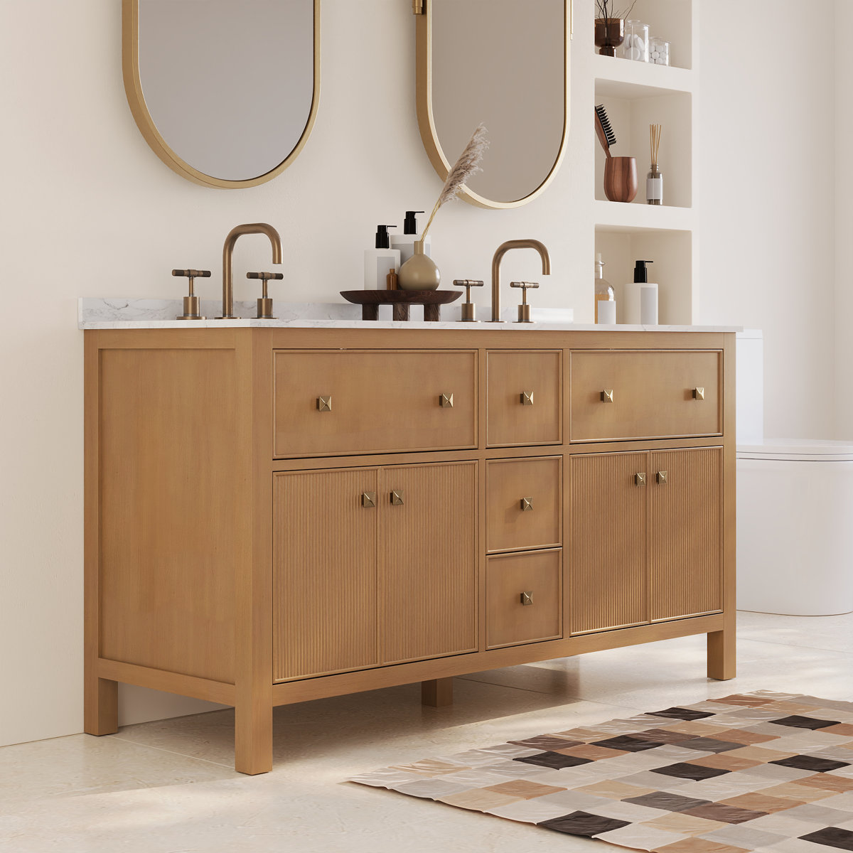 DeerValley Lignum 60" Fully Assembled Double Bathroom Vanity with ...