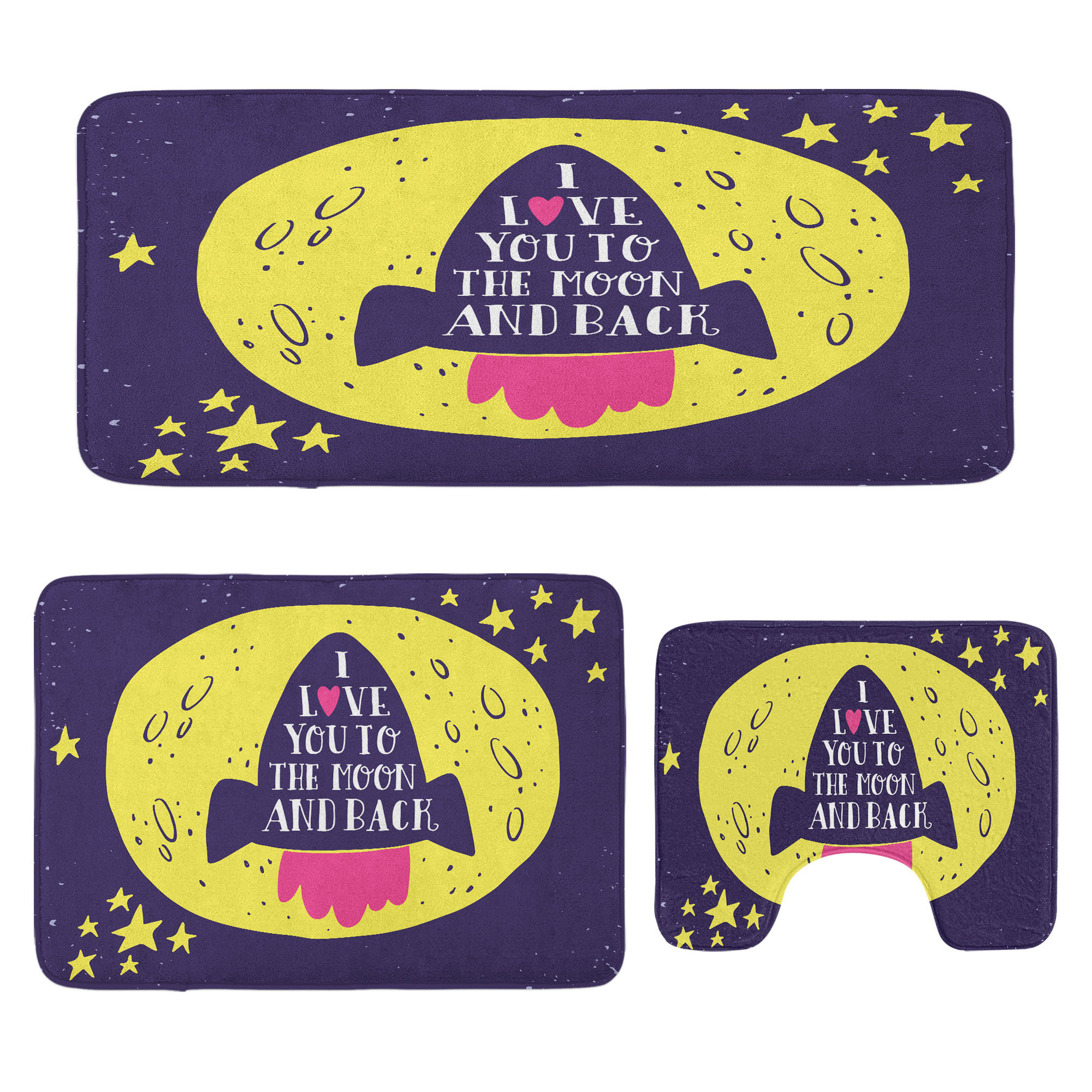 Dakota Fields Saying Bathroom Rug Set 3 Pieces U-Shape & Rectangle Mats ...