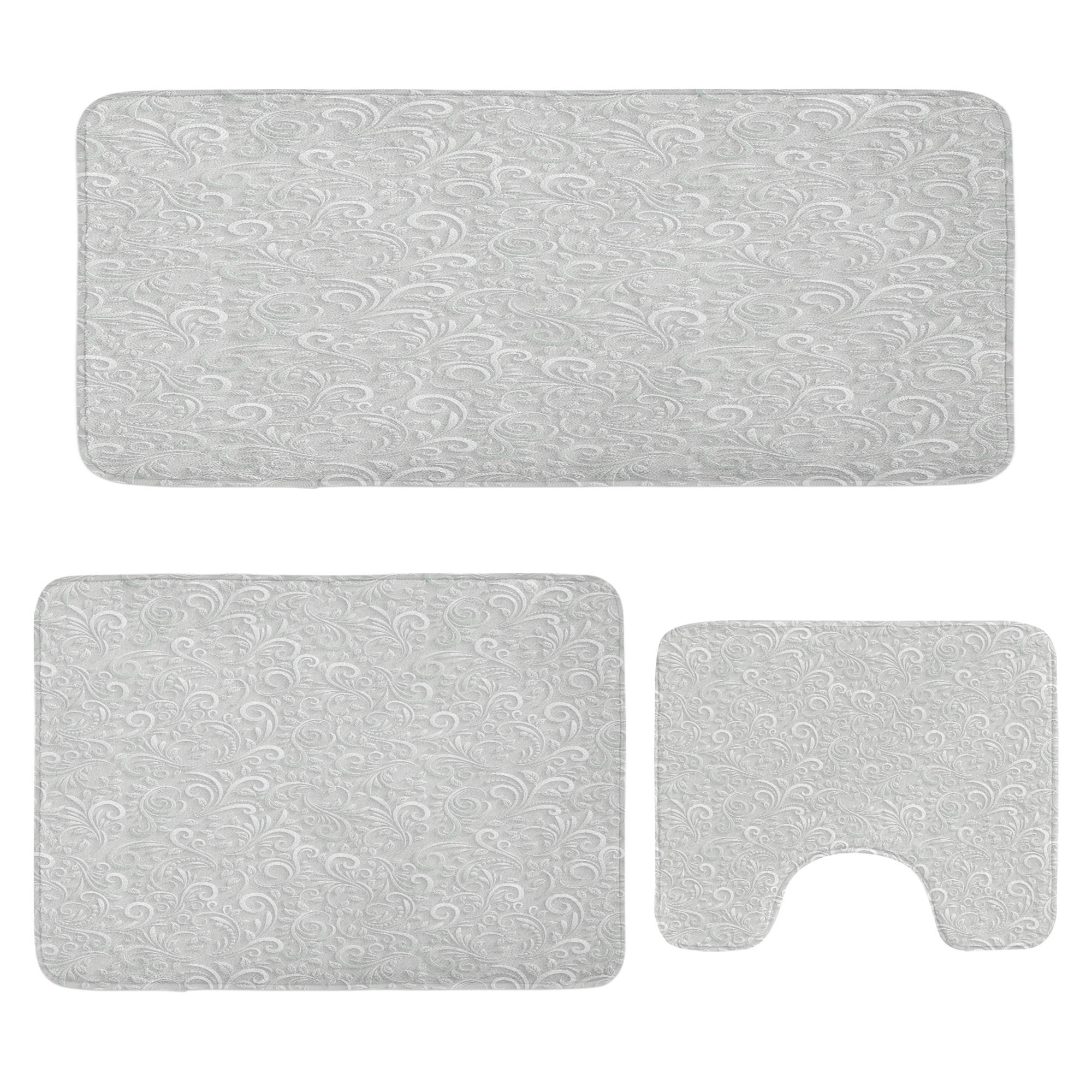 East Urban Home Grey Bathroom Rug Set 3 Pieces U-Shape & Rectangle Mats ...