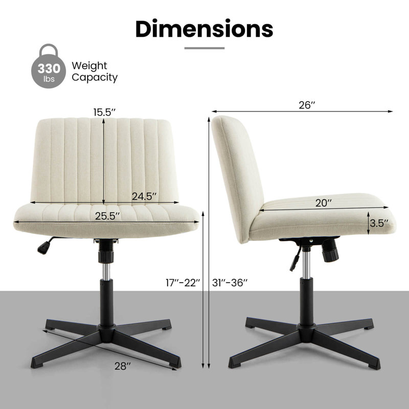 Latitude Run® Criss Cross Legged Office Chair Ergonomic Mid Back ...