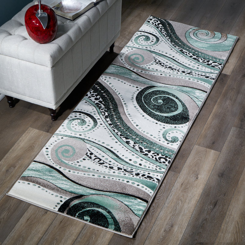 Wrought Studio Nekizia Abstract Green/Brown Area Rug & Reviews | Wayfair