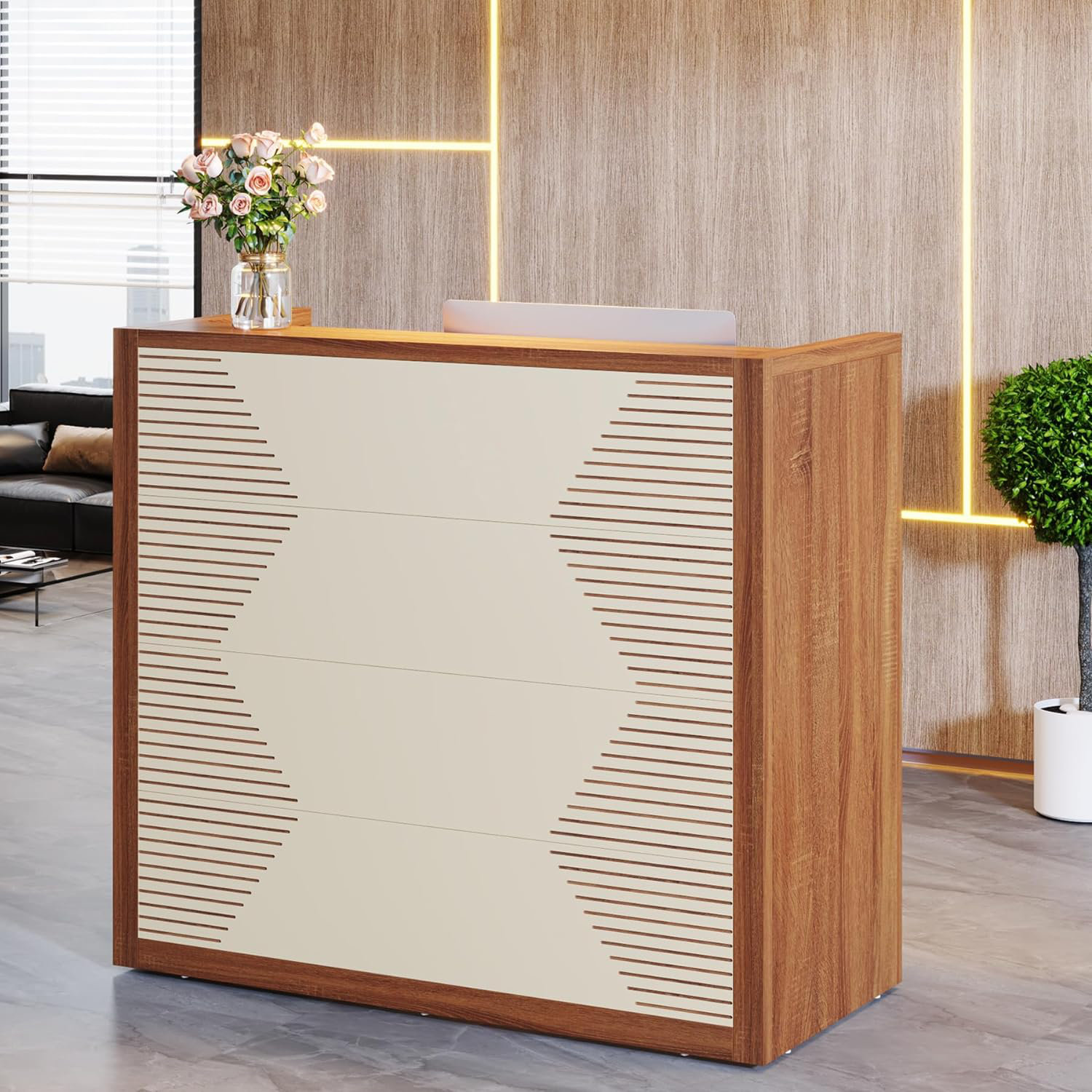 Wade Logan® Breiann Rectangle Manufactured Wood Reception Desk | Wayfair