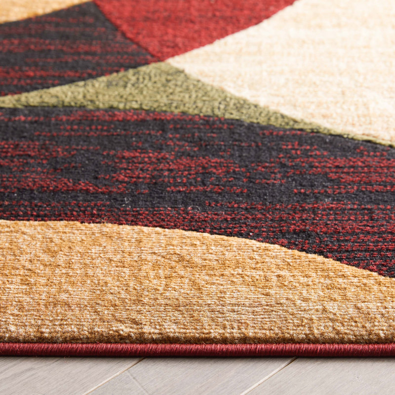 Ebern Designs Bingo Red Modern Geometric Rug & Reviews | Wayfair