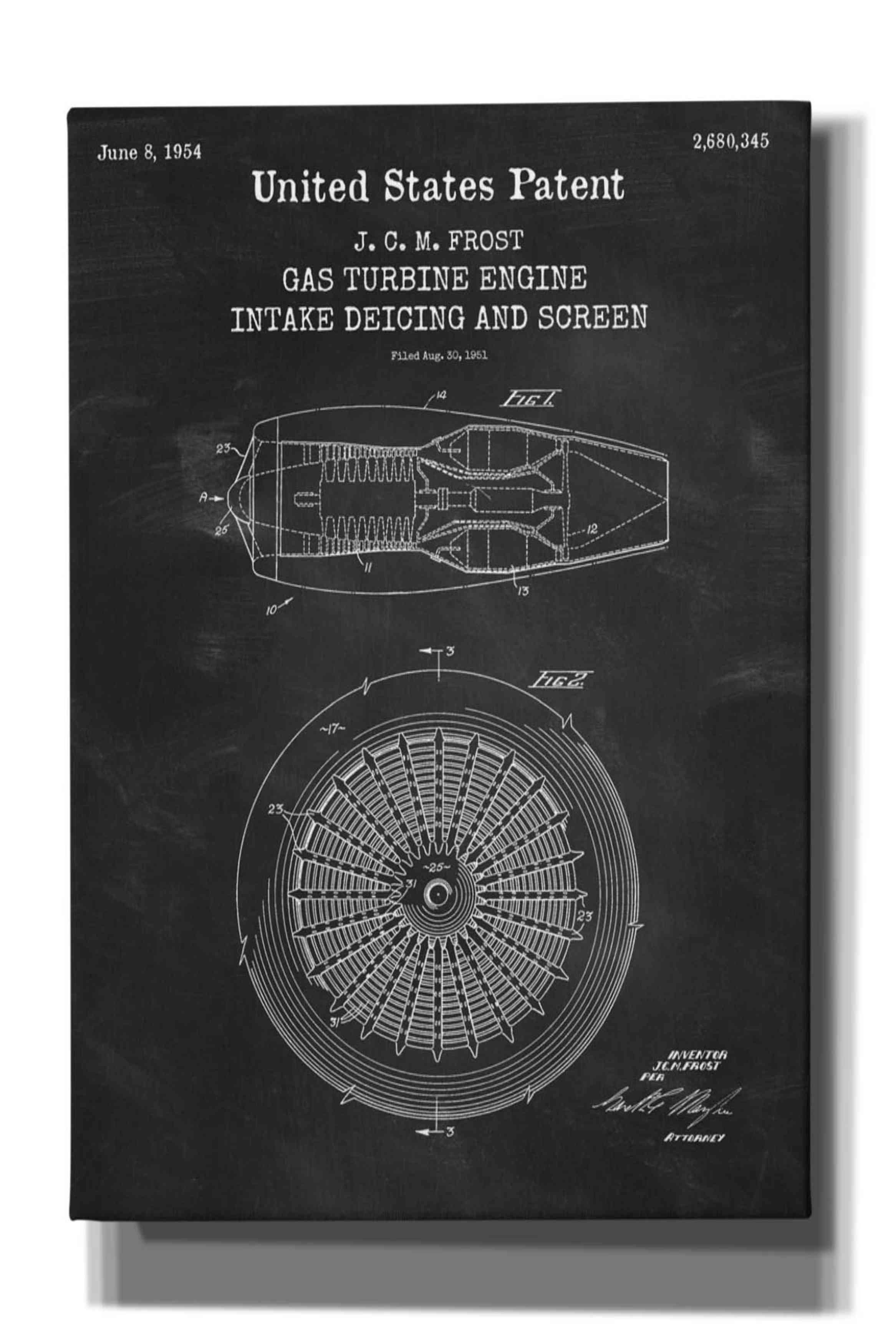 17 Stories Gas Turbine Engine Blueprint Patent Chalkboard by - on ...