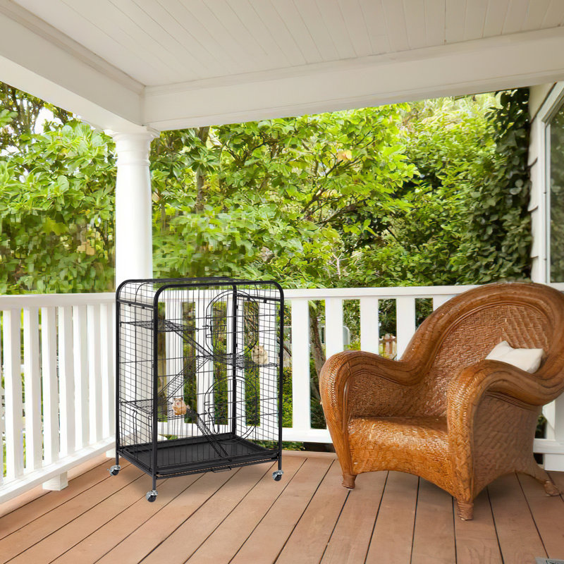 Tucker Murphy Pet™ Black Metal Pet Crate Cage Kennel With Wheels ...