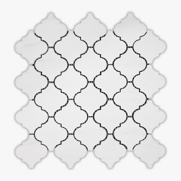 Direct Stone Source Bianco Dolomiti 12" x 12" Marble Arabesque Mosaic ...