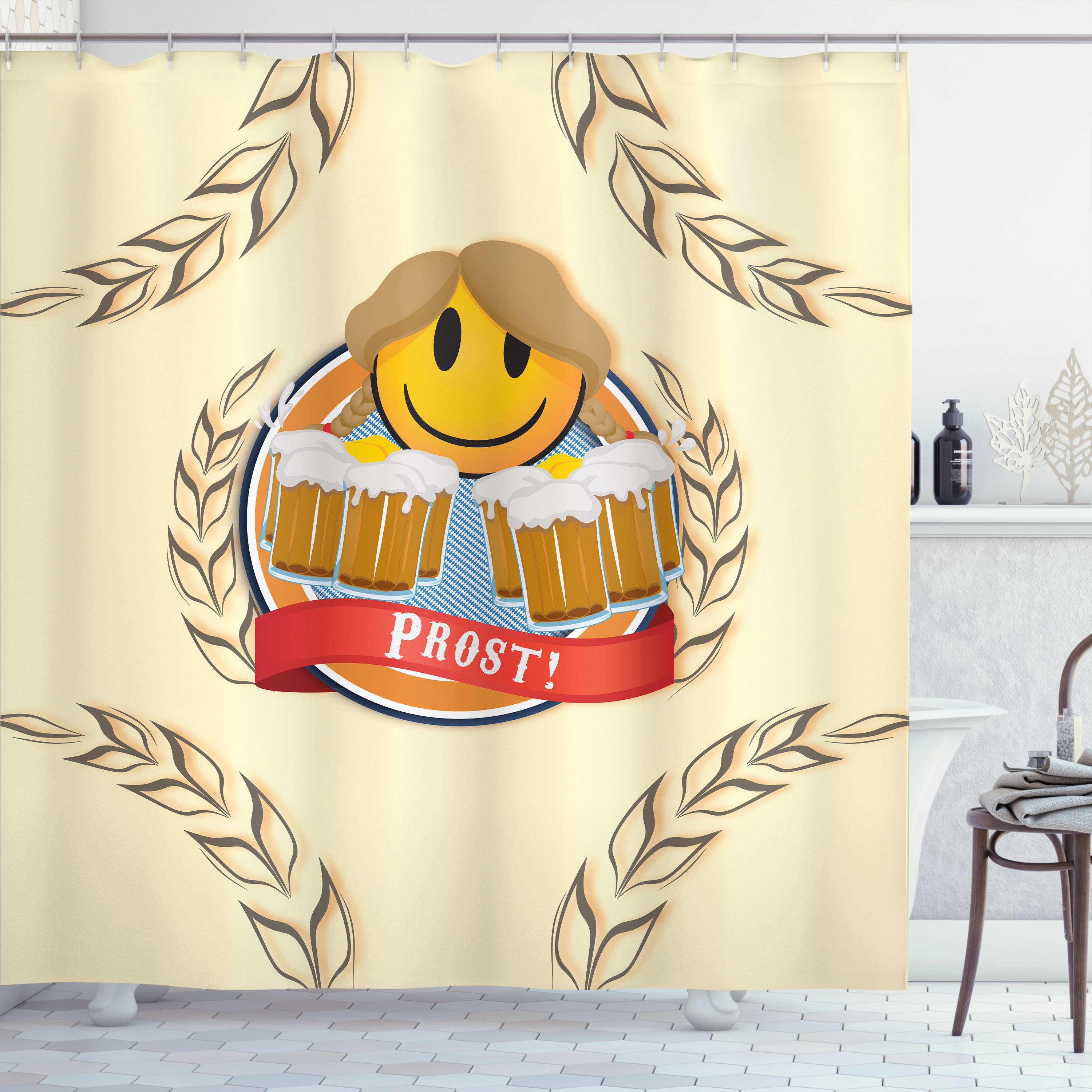 East Urban Home Emoji Shower Curtain Octoberfest Prost Cheers Art | Wayfair
