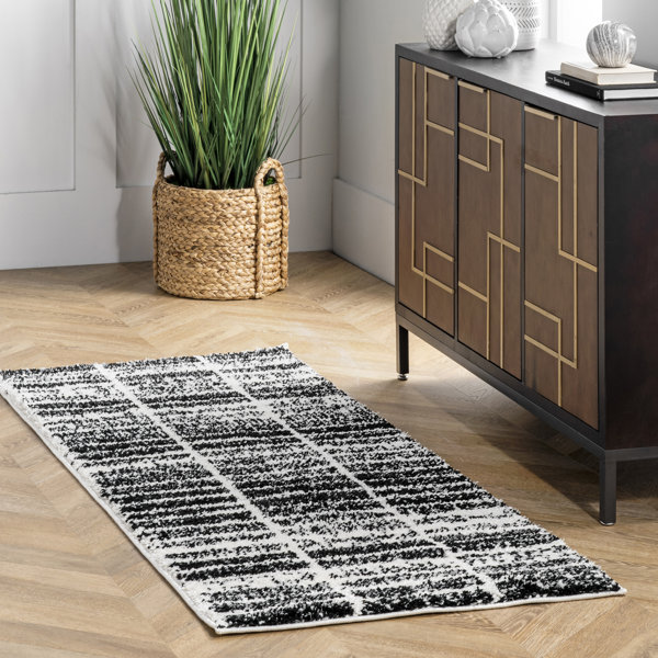 Ebern Designs Ainslei Black/White/Gray Rug & Reviews | Wayfair