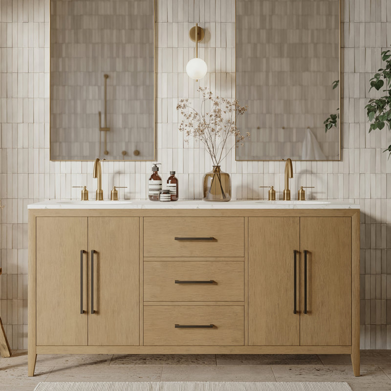 Highbury Furnishings Alsup 66'' Double Bathroom Vanity with Top ...