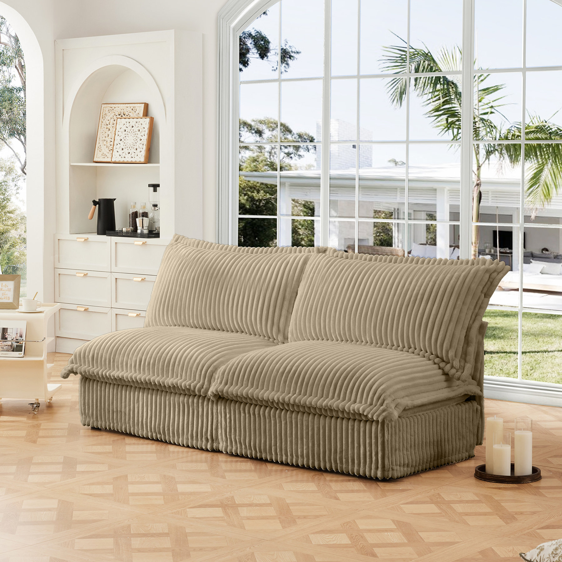 Dakota Fields Slipcovered 2 Seater Armless Sofa, Free Combination ...