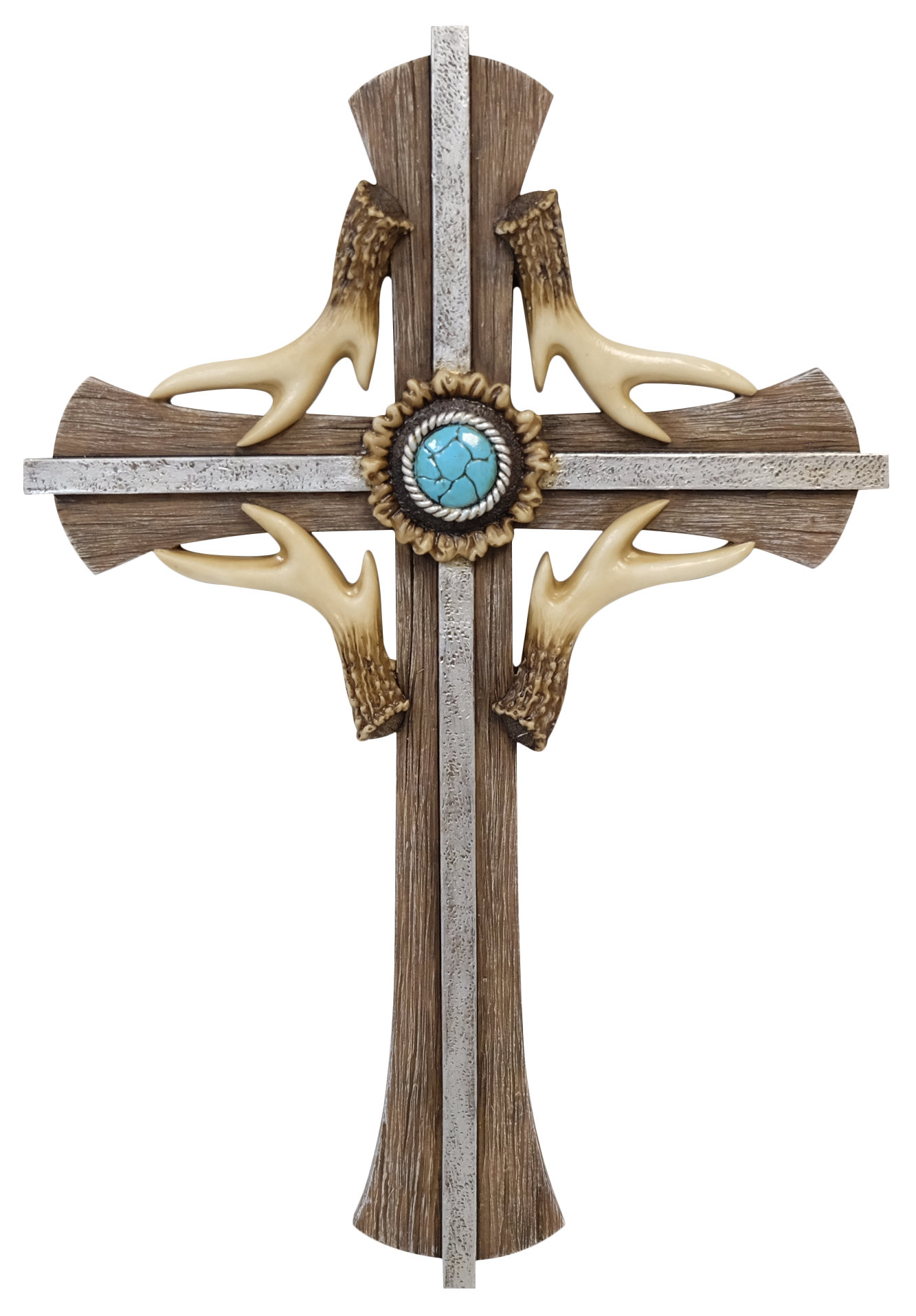 Millwood Pines Polyresin Faux Wood and Metal Inlay Antler Accent ...