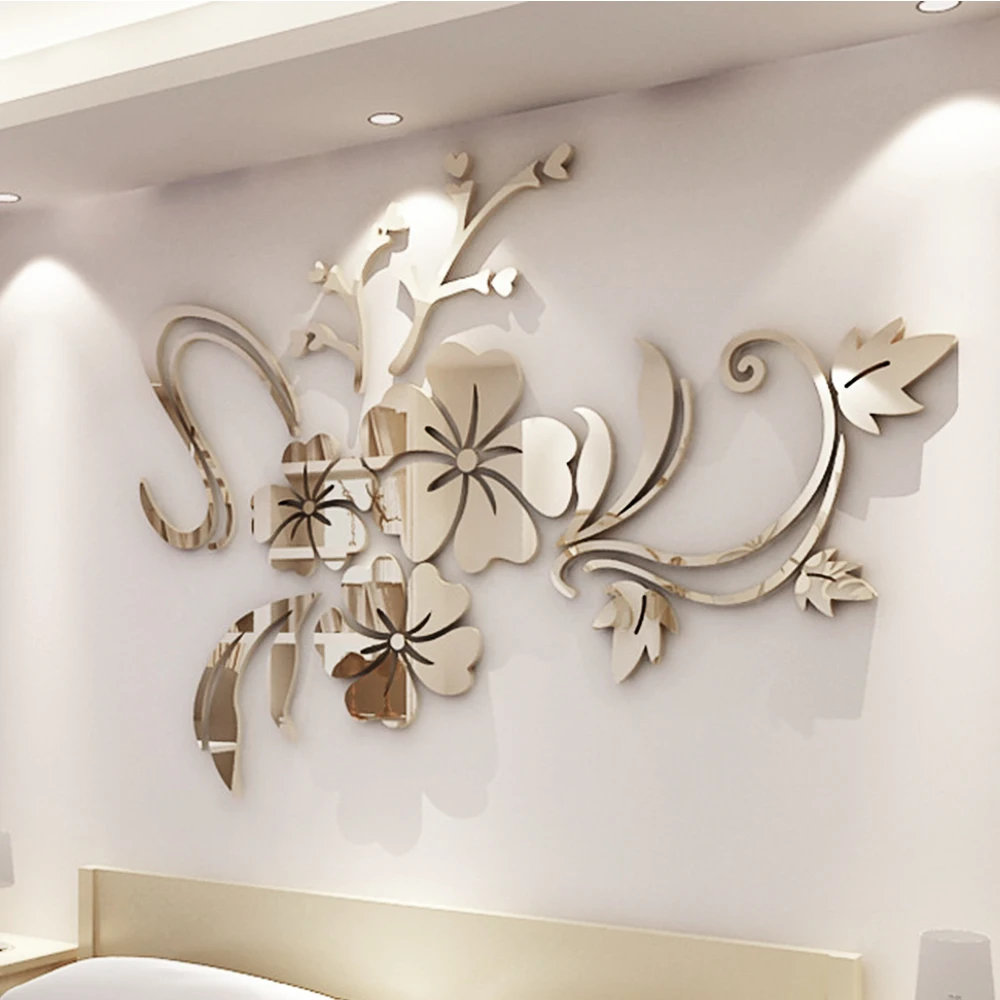 Winston Porter Acrylic Flower Mirror 3d Decorative Wall Stickers ...