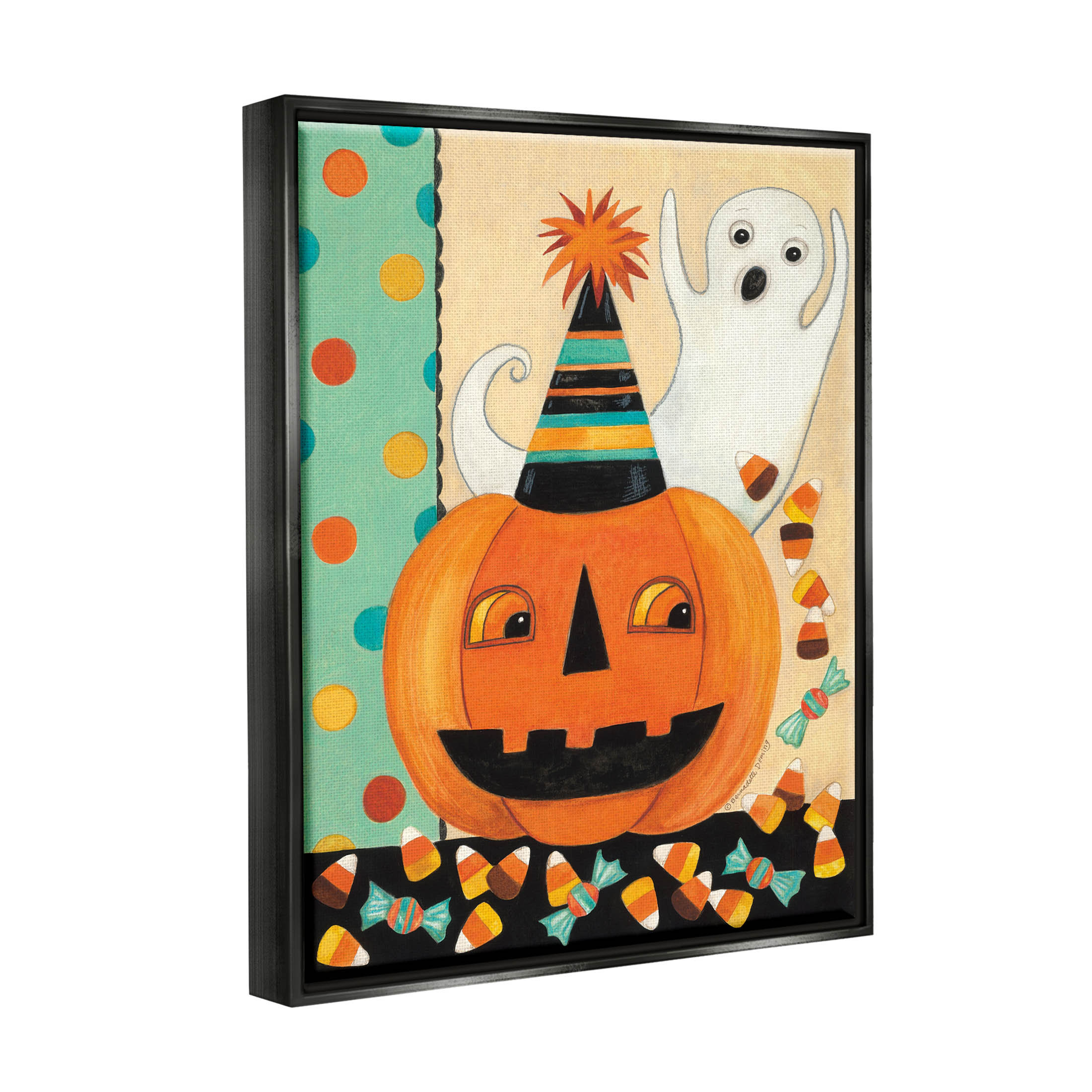 The Holiday Aisle® Vintage Halloween Candy Pattern - Floater Frame ...