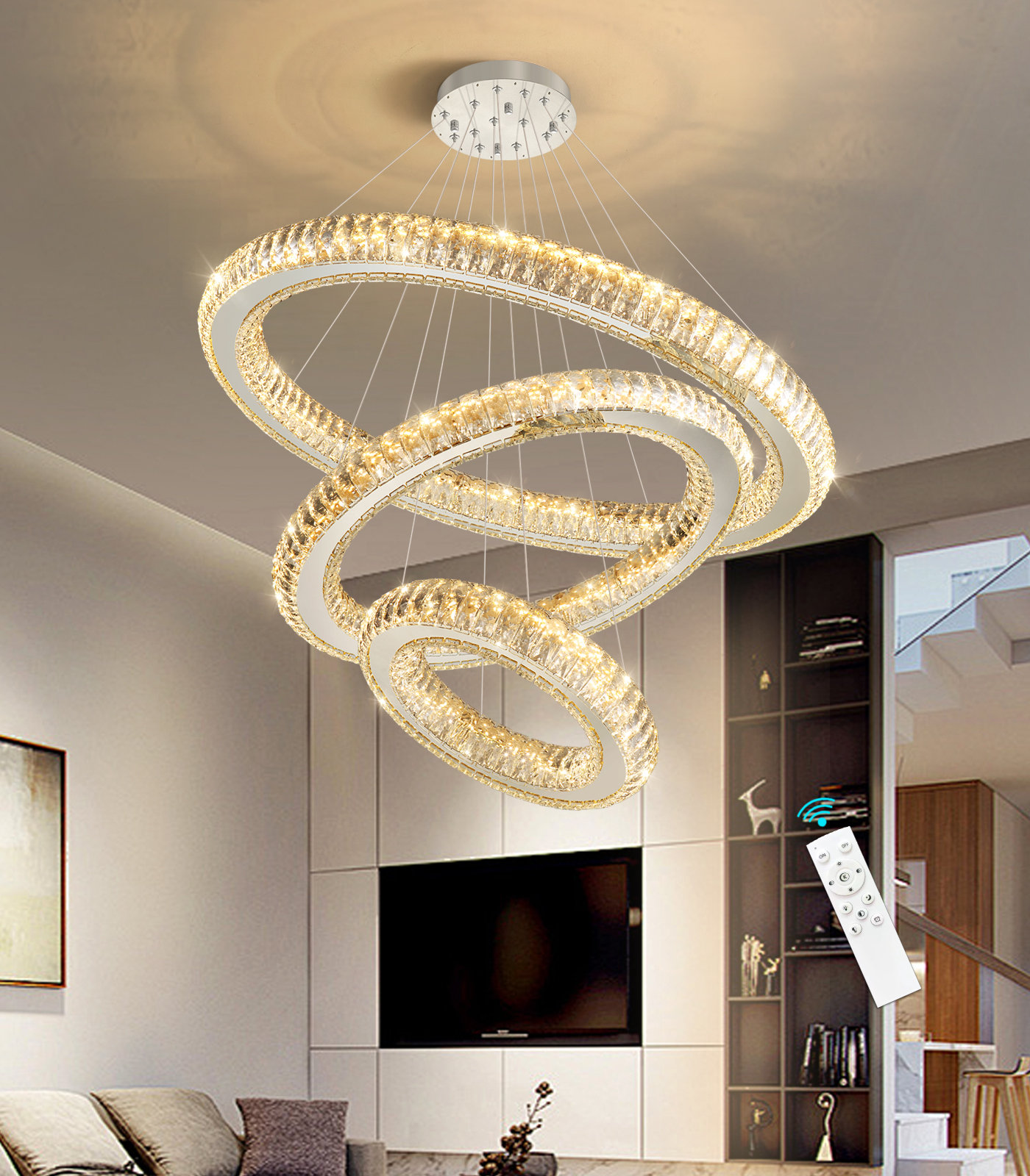 Mercer41 Modern Dimmable 3 Rings Led Chandelier | Wayfair