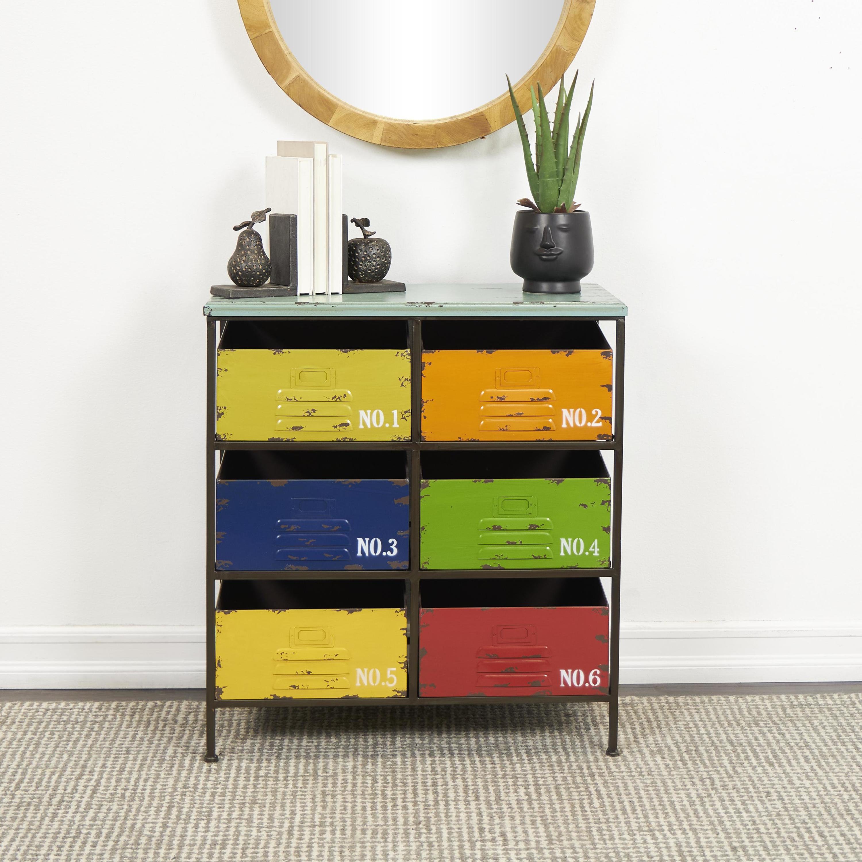 Charlton Home Moniz Multi Coloured 6 Drawer Accent Chest & Reviews ...