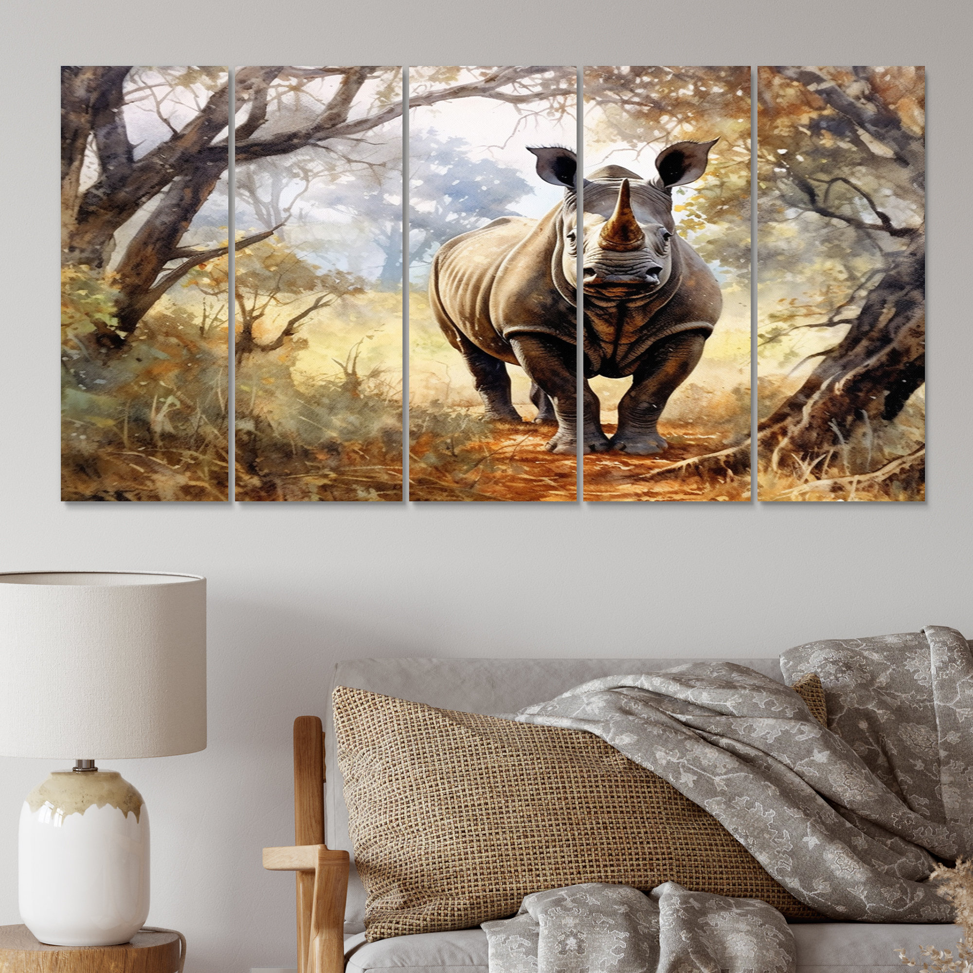 Design Art Wild Rhinoceros II - Animals Metal Wall Decor Set | Wayfair
