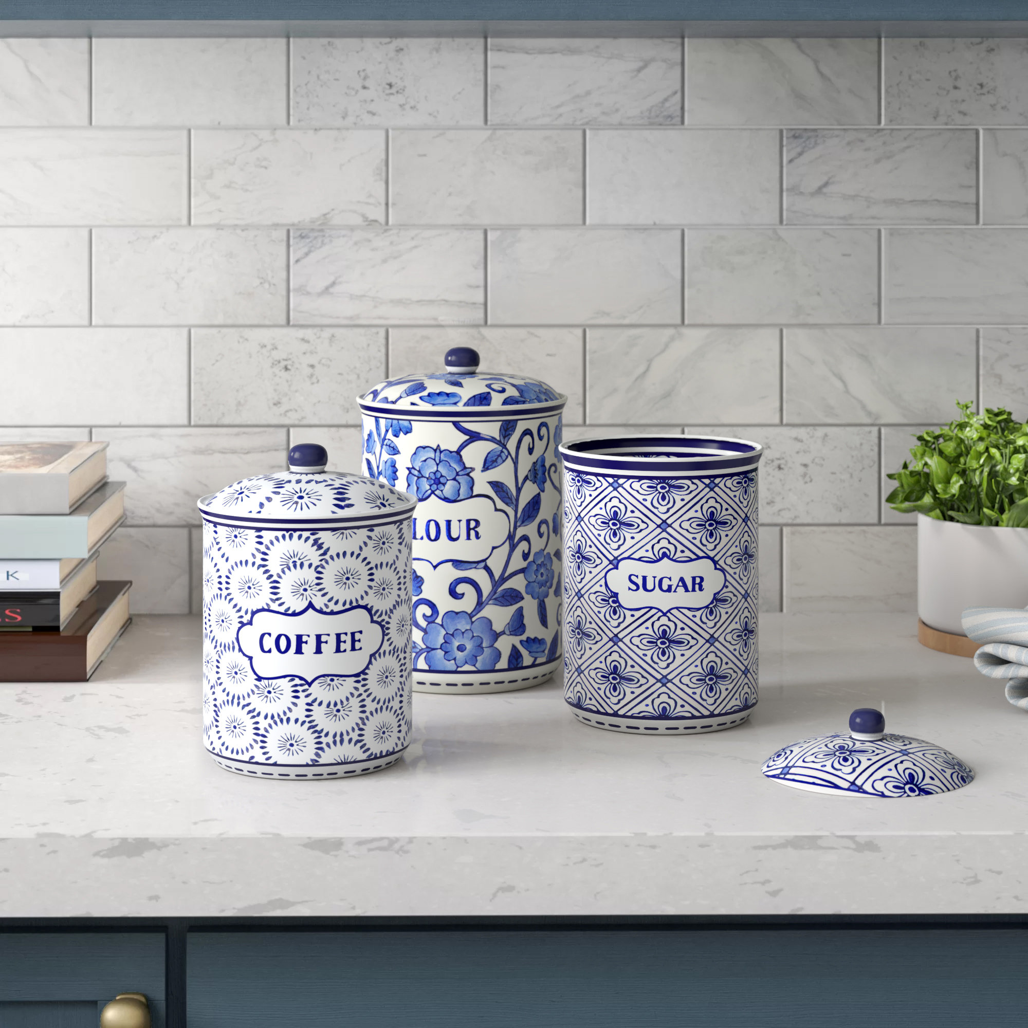 Alcott Hill® Ceramic / Porcelain Canister - Set of 3 & Reviews | Wayfair