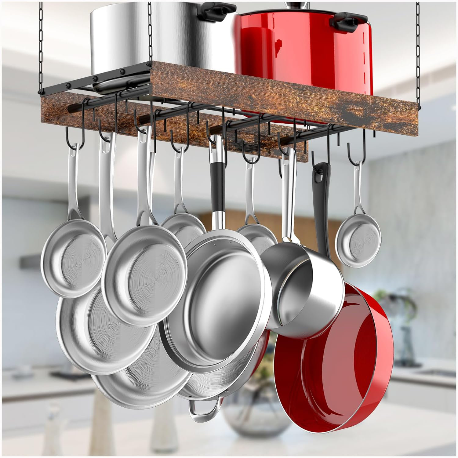 17 Stories Rectangle Hanging Pot Rack & Reviews | Wayfair