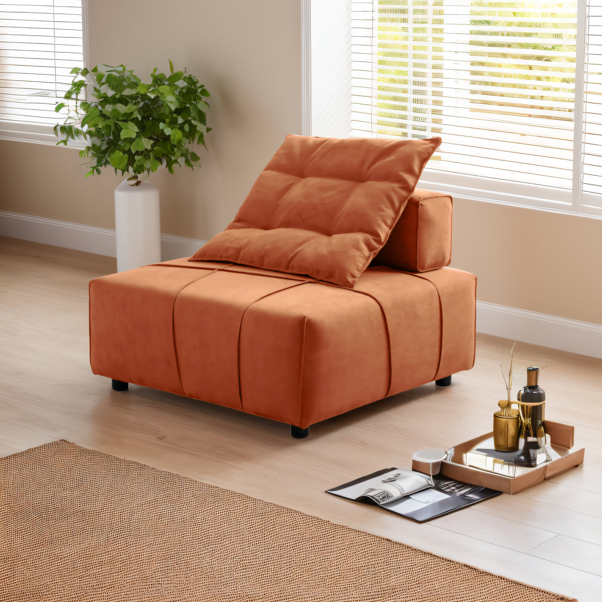 Ebern Designs 33.1'' Modern Modular Armless Lounge Chair with Removable ...