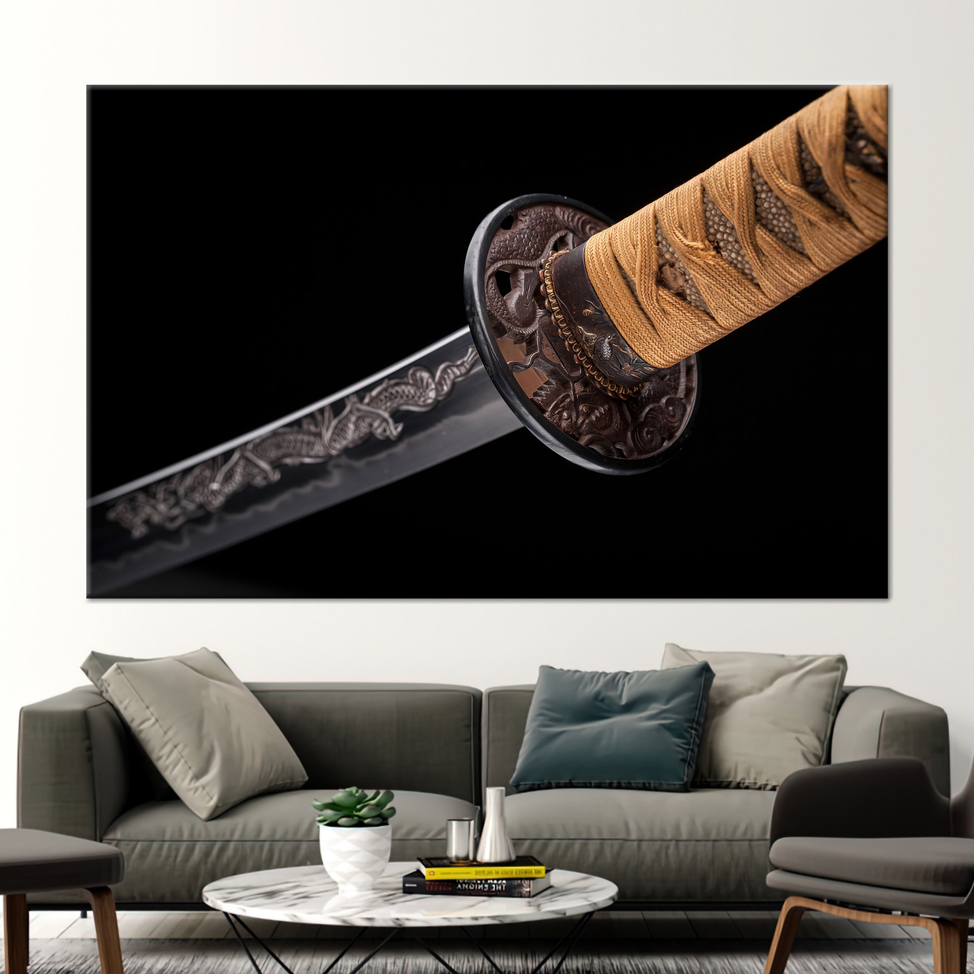kayra export Abstract Samurai Katana Blade Modern Art Canvas Print for ...