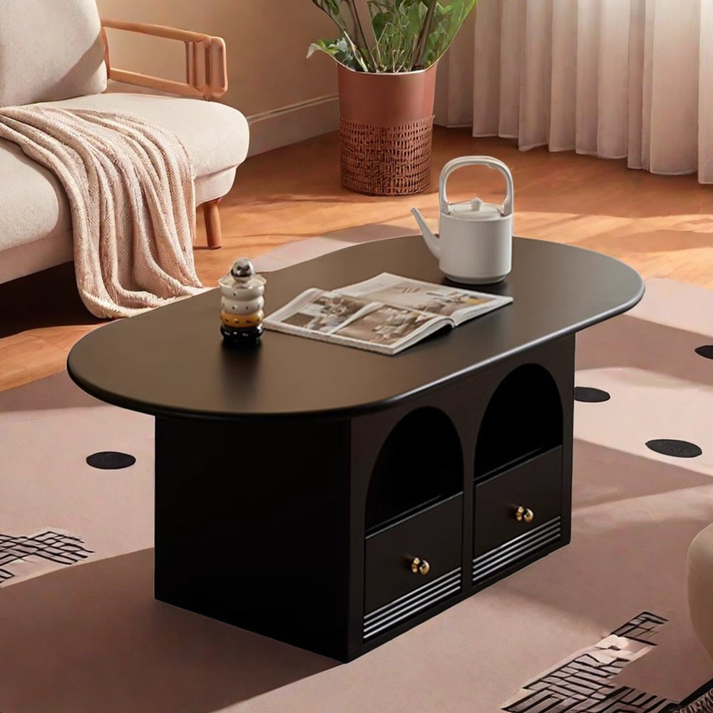 jessica Modern Simple Black New Coffee Table Solid Wood Coffee Table ...