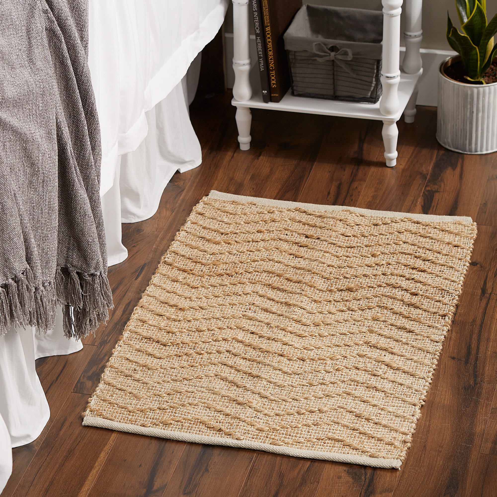 Union Rustic Fortson Chevron Handmade Off-White Area Rug - Wayfair Canada