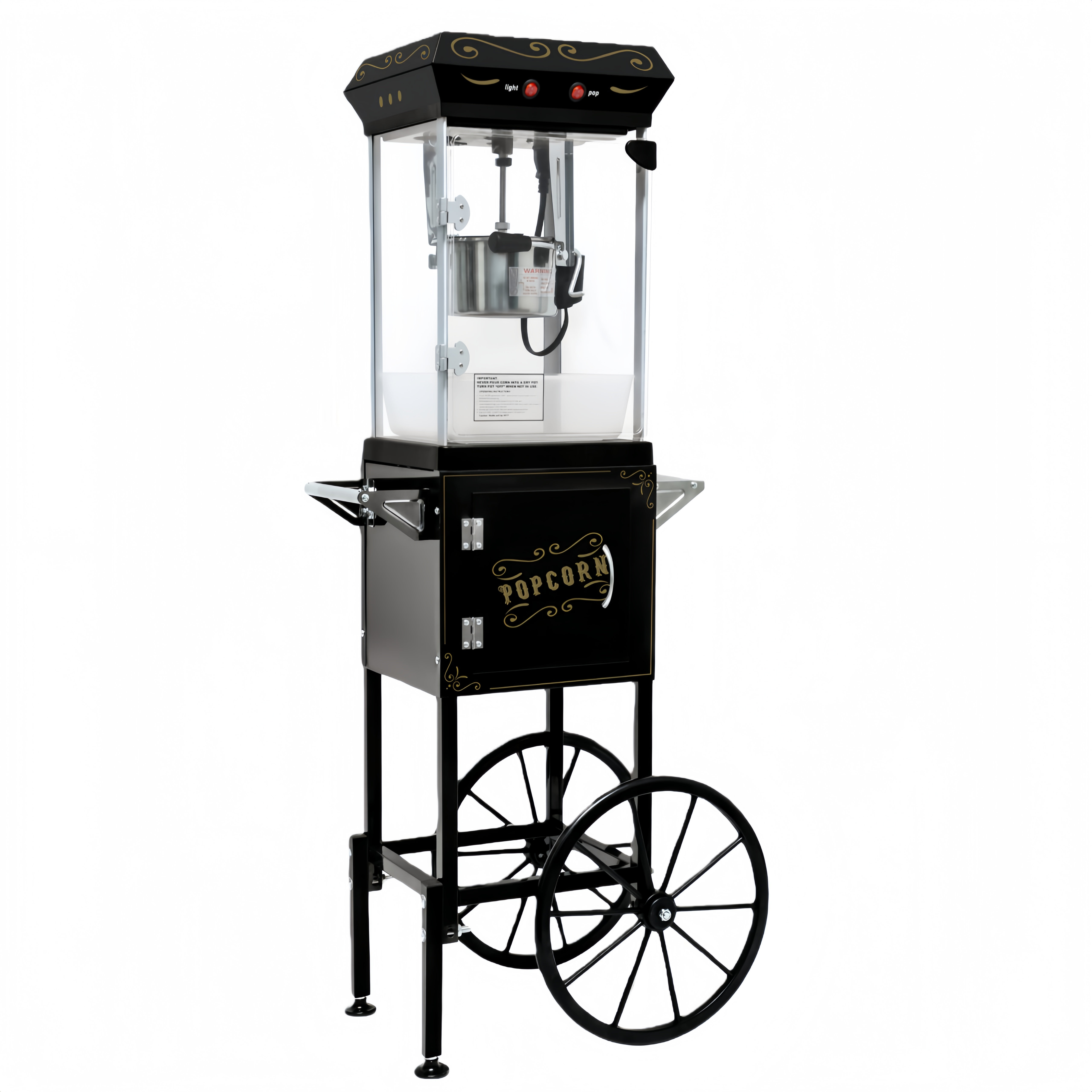 POPULUS TRADING Vintage Style Popcorn Machine With 6 Oz Pot Popcorn ...