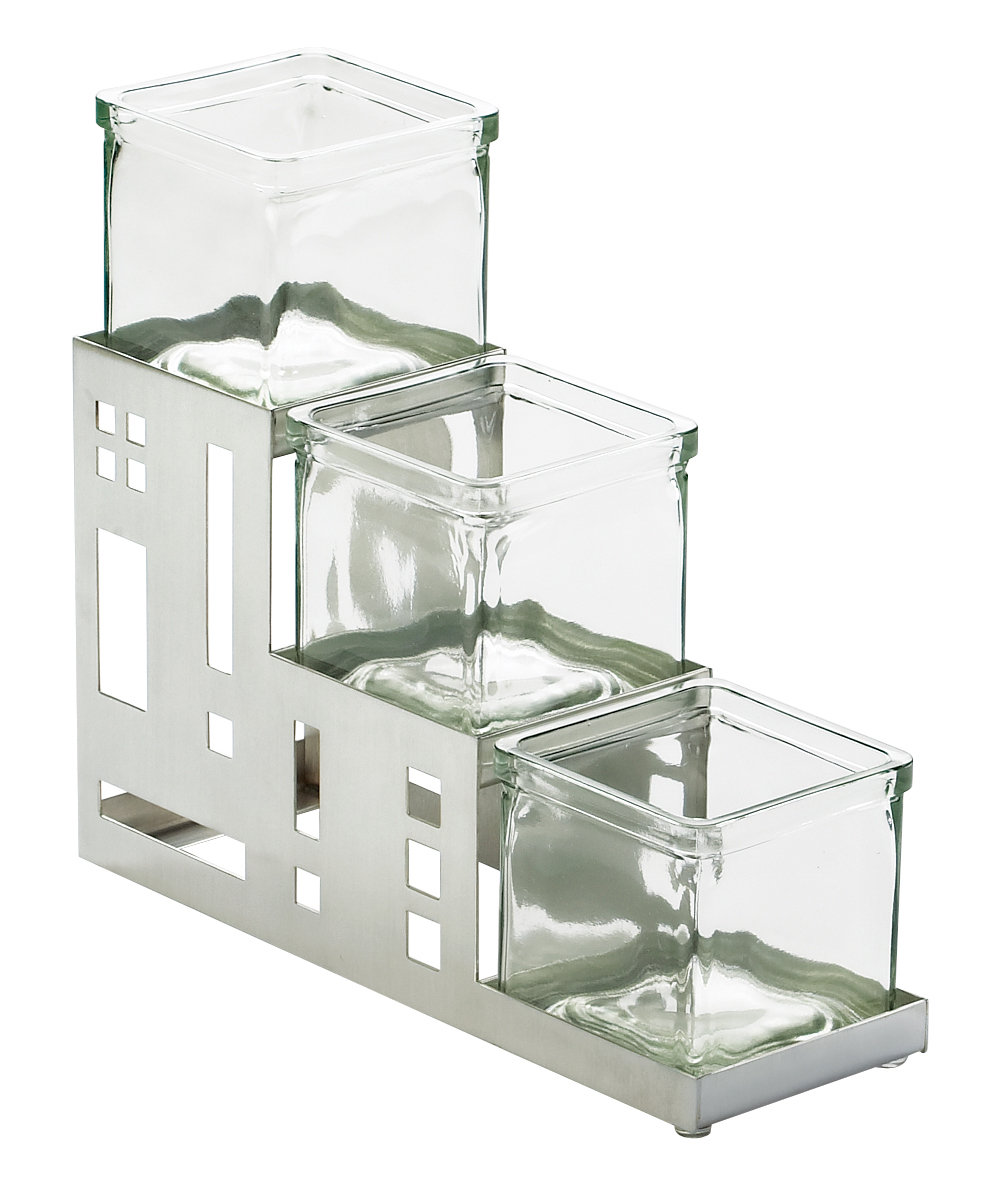 Cal-Mil Squared Stainless Steel Three Jar Display - 4" x 12" | Wayfair