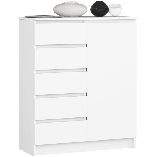 17 Stories Chest of drawers K80 white 80cm 1 door 5 drawers 3 shelves ...