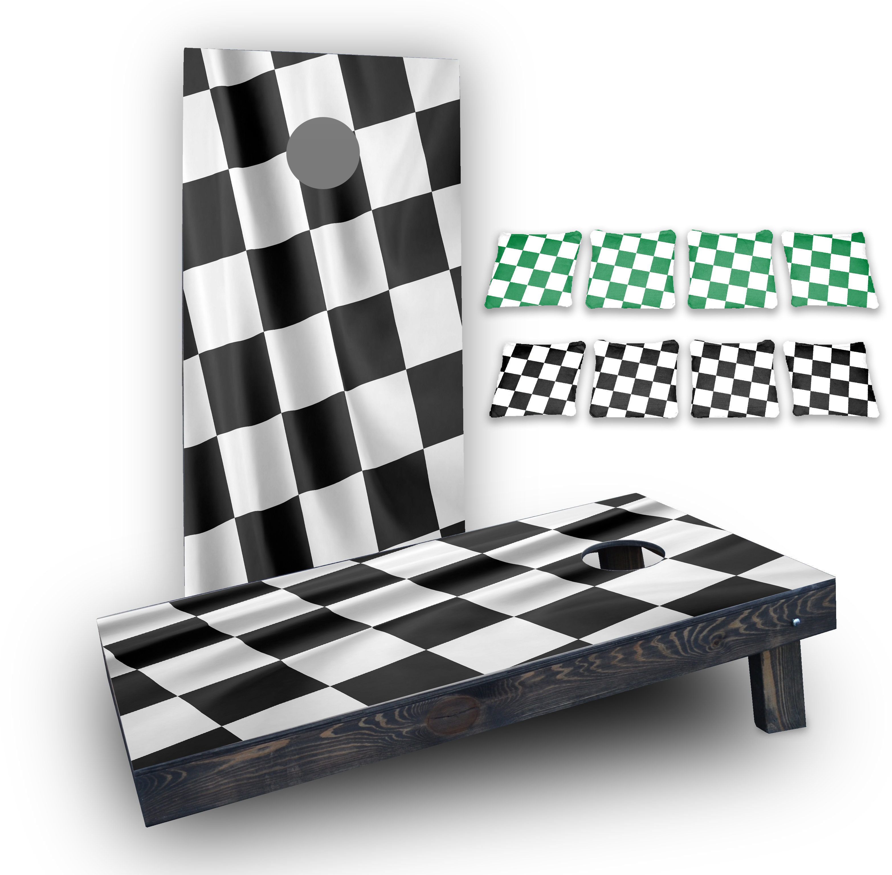 Custom Cornhole Boards NASCAR Racing Checkered Flag 10 Piece Cornhole ...