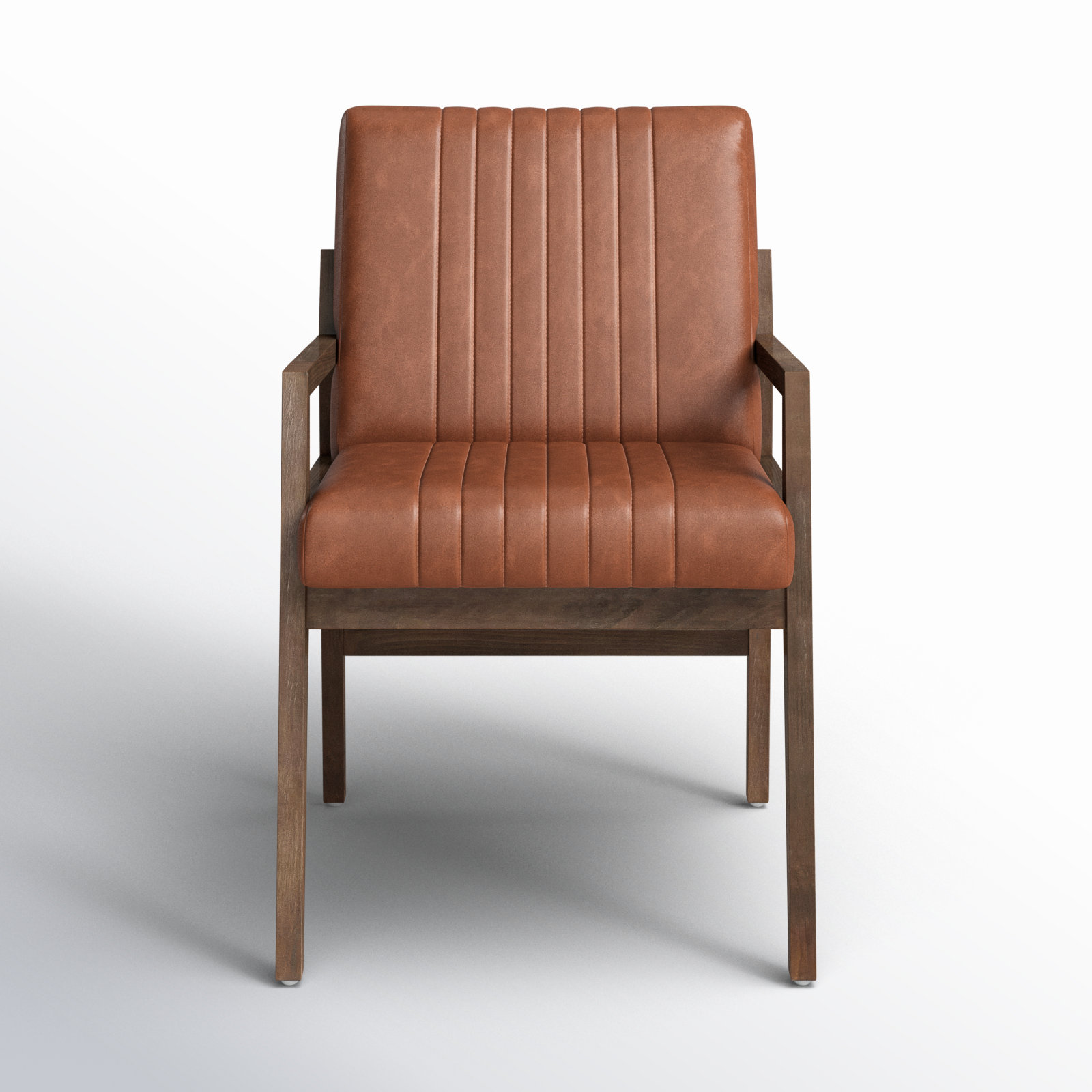 Birch Lane™ Utica Leather Low Back Arm Chair in Cognac/Red Brown | Wayfair