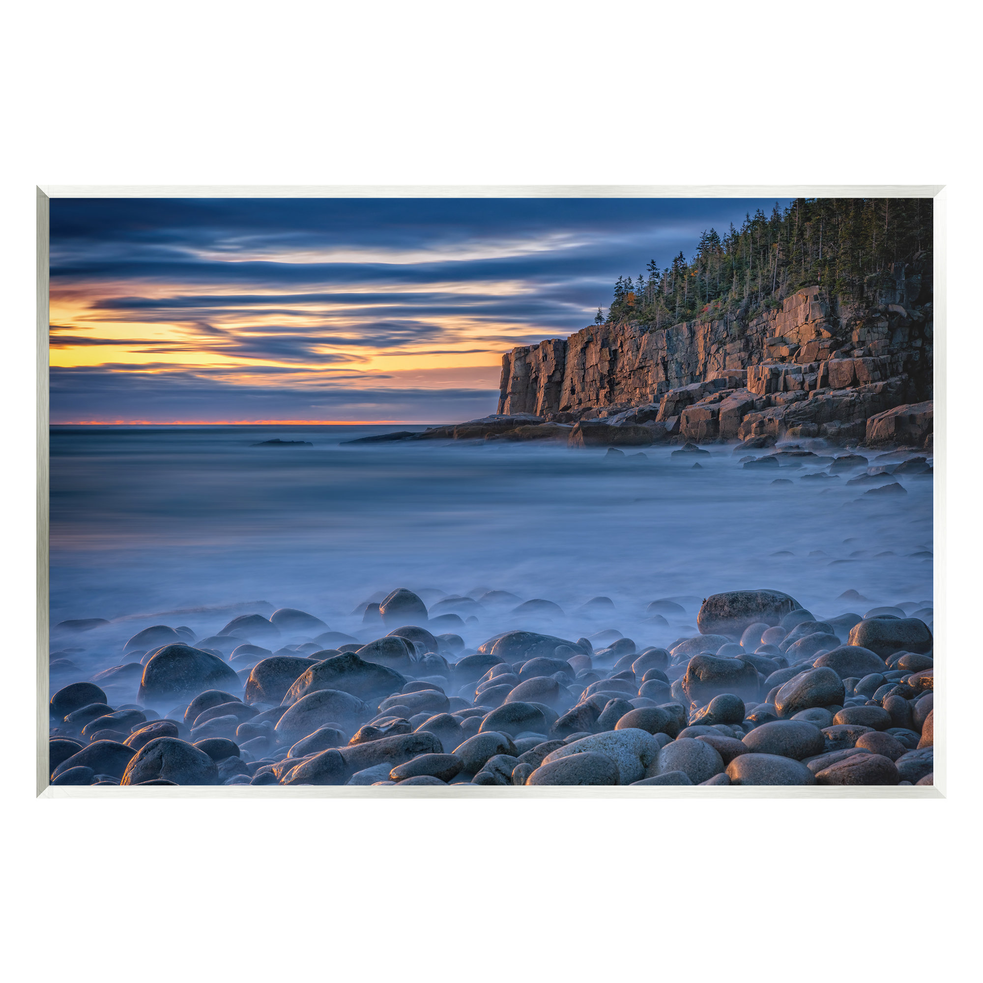 Stupell Industries Foggy Seaside Rocks At Sunset Floater Canvas Wall ...