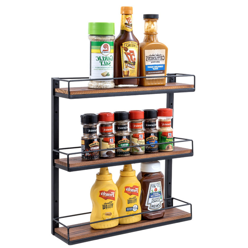 17 Stories 3 Tier Wall Mounted Spice Rack for Kitchen Storage | Wayfair