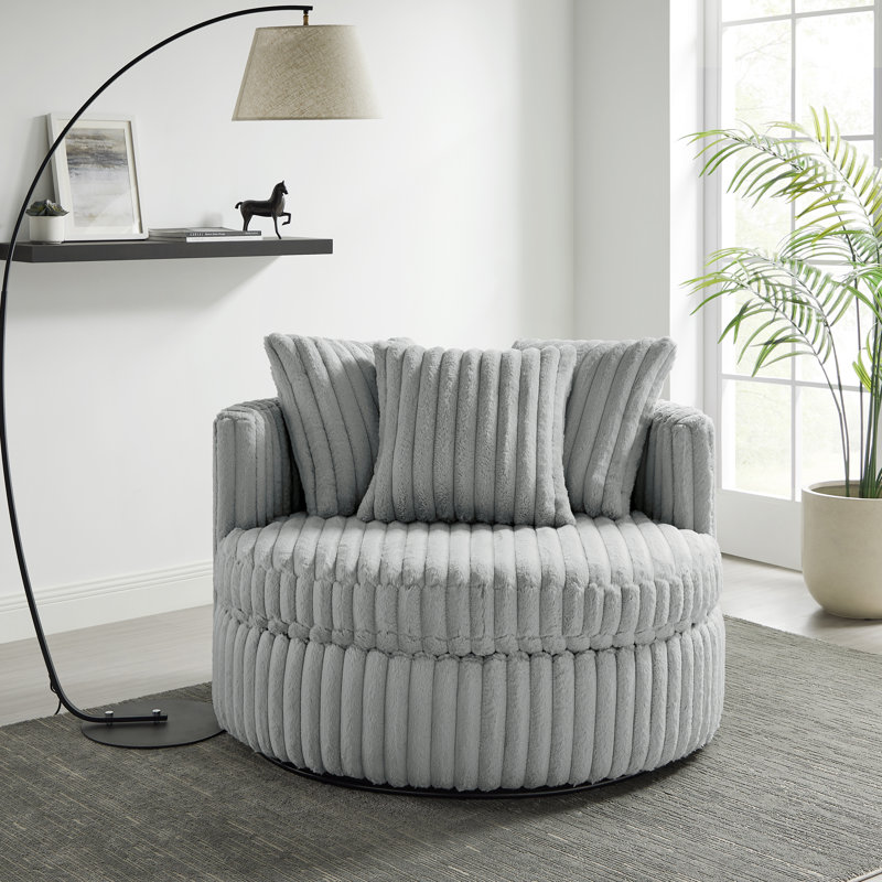Everly Quinn Marbihan Ultra Plush Wide Cord-Like Oversized Swivel ...