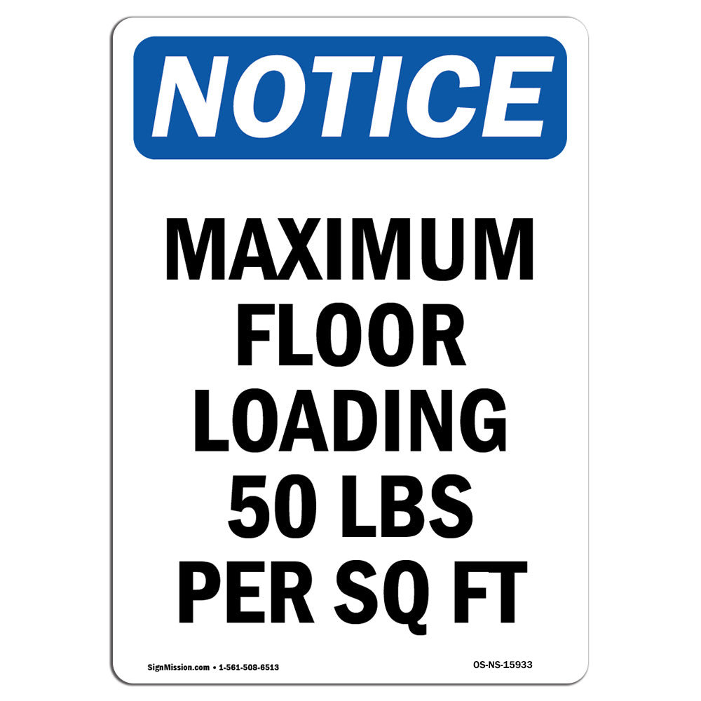 SignMission Maximum Floor Loading 50 Sign | Wayfair