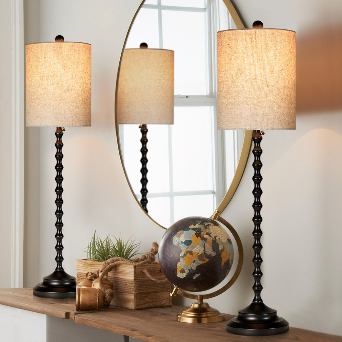 Bungalow Rose Pavanjit Buffet Lamps Table Lamps Unique Artistic Design Shade for Console Table ...