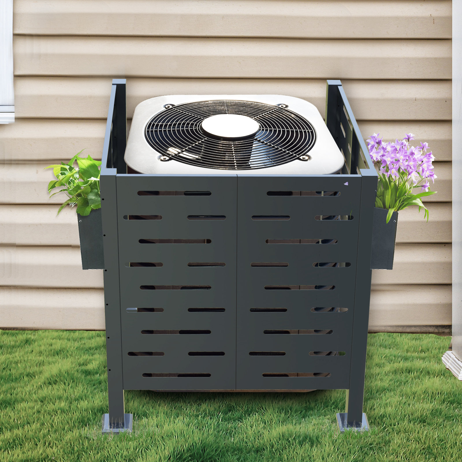nutroeno Air Conditioner Fence for Outdoor Units, 3- Fence Panels | Wayfair