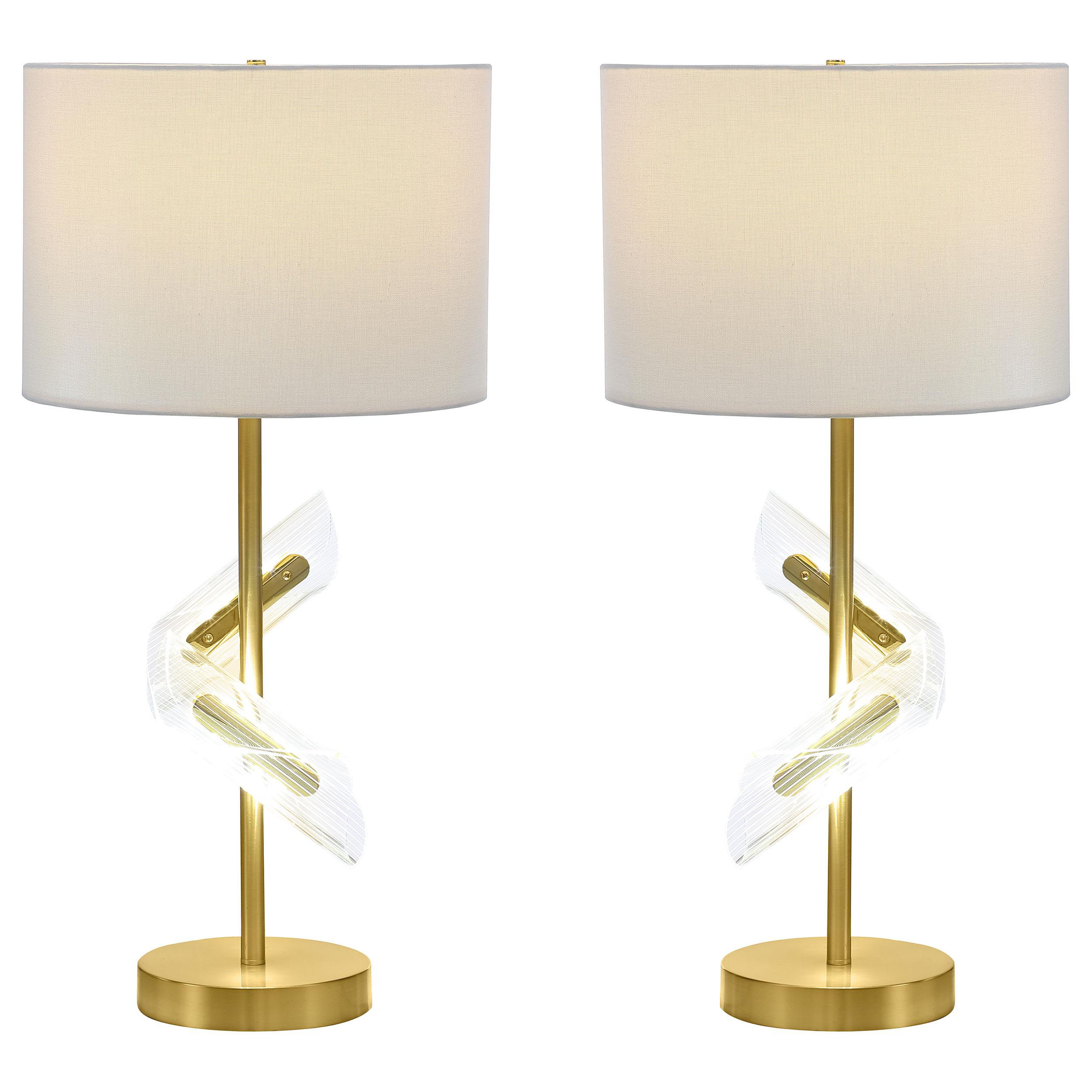 Everly Quinn Cranbrook 30-Inch Drum Shade Table Lamp Gold (Set Of 2 ...