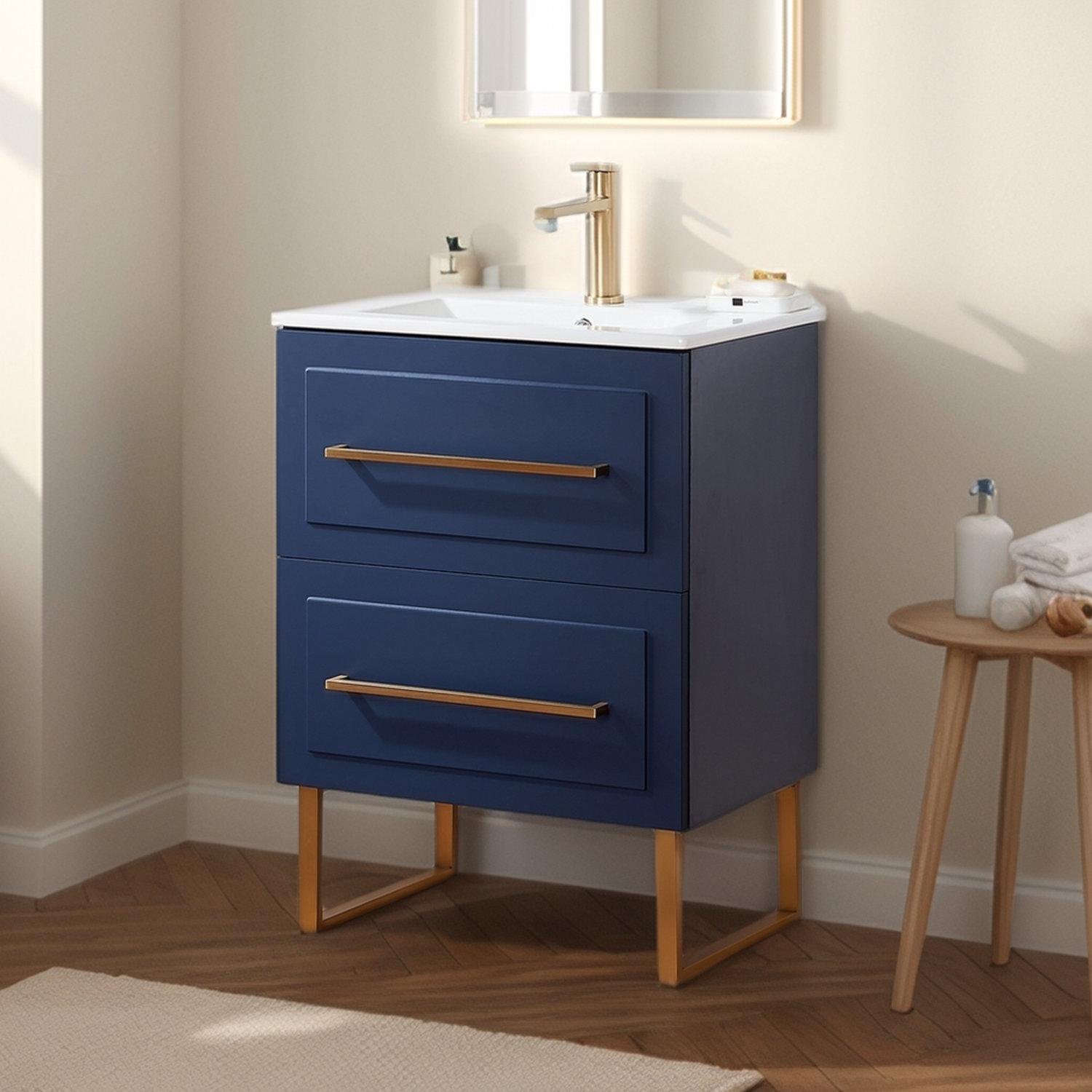Ebern Designs 24'' Modern Blue Free-standing Single Bathroom Vanity ...